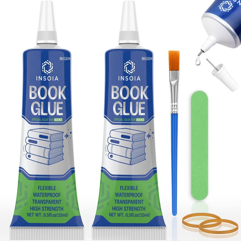 Book Glue, 15ML x 2 Book Adhesive, Clear Book Binding Adhesive ...