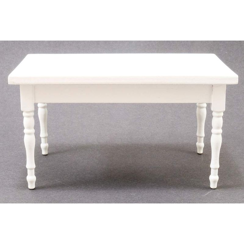 Handley House Dollhouse Miniature Rectangular Kitchen Table (White ...