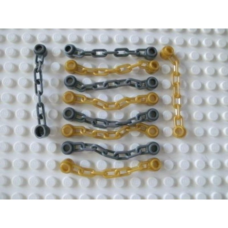 LEGO 10 short (5 links long) chains, 5 golden and 5 dark grey - Online ...