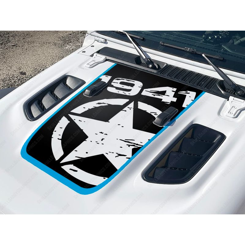 1941 Distressed Military Star Hood Decal to fit Rubicon Jeep Wrangler ...