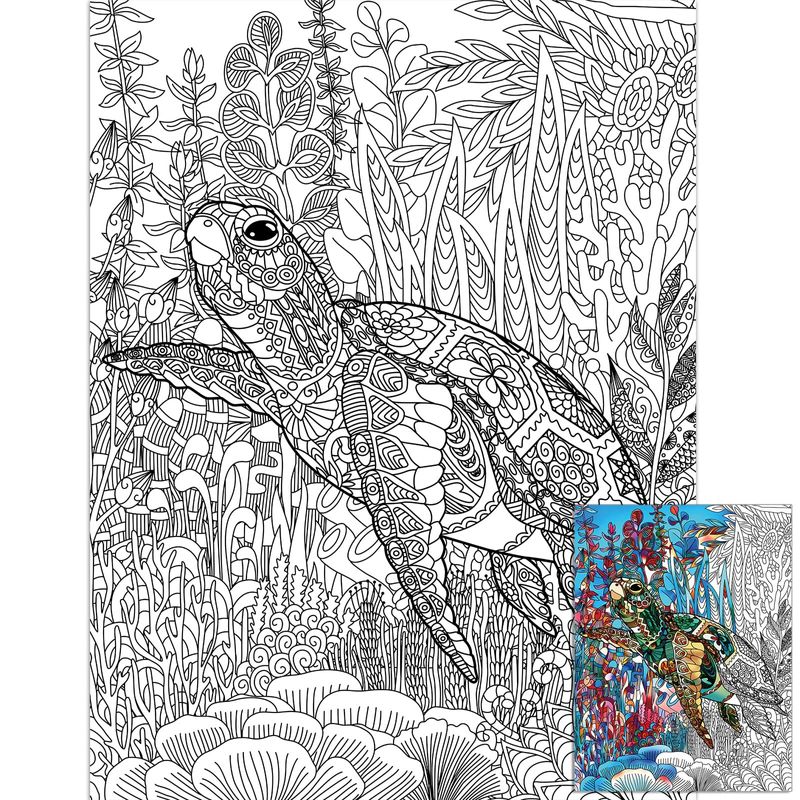 Turtle Giant Coloring Posters for Kids Adults Sea Turtle Coloring ...