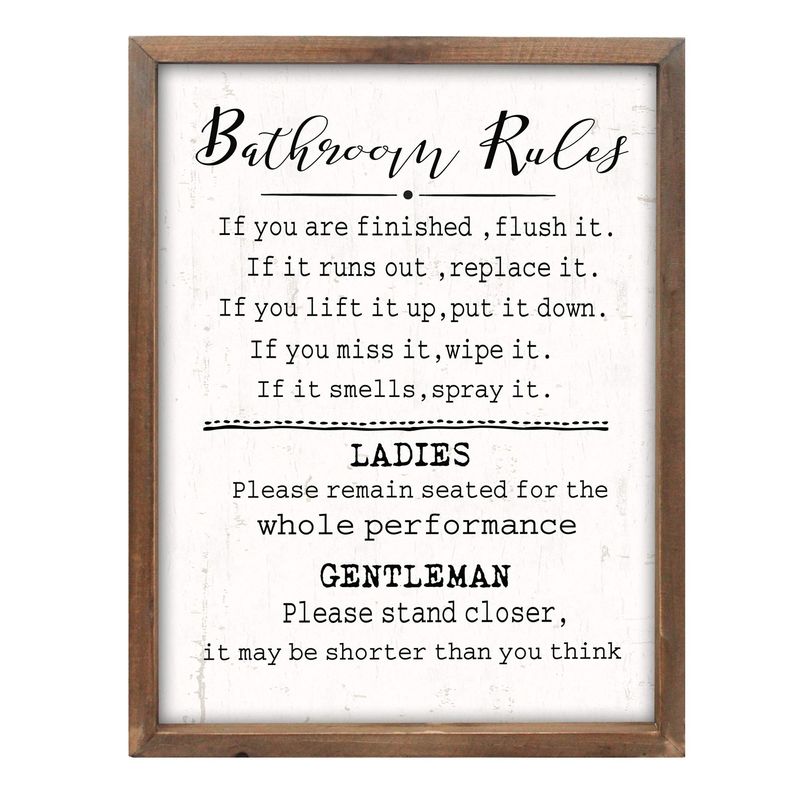 Wartter Rustic Bathroom Rules Sign,Farmhouse Toilet Wall Decor,Funny ...