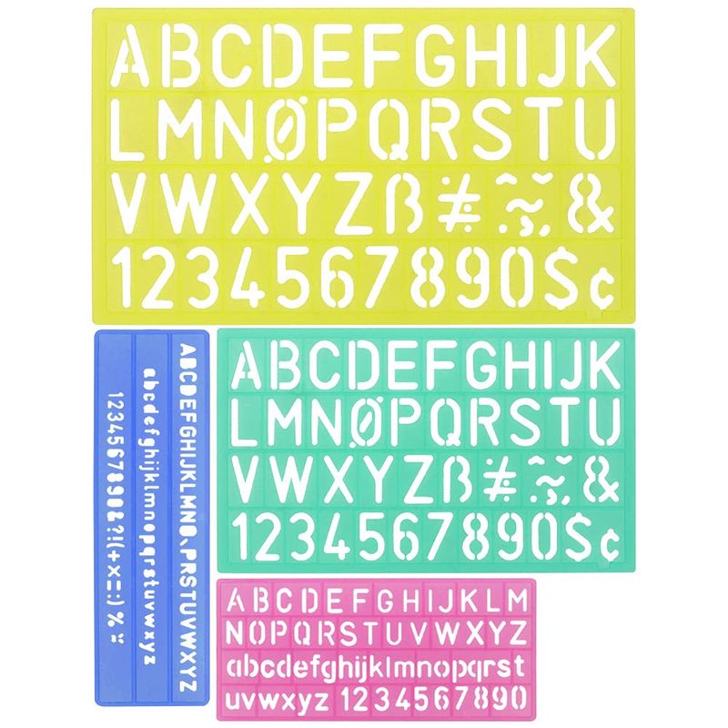 DECARETA Letter Stencil Alphabet Stencils,4 Pack Craft Number Ruler ...