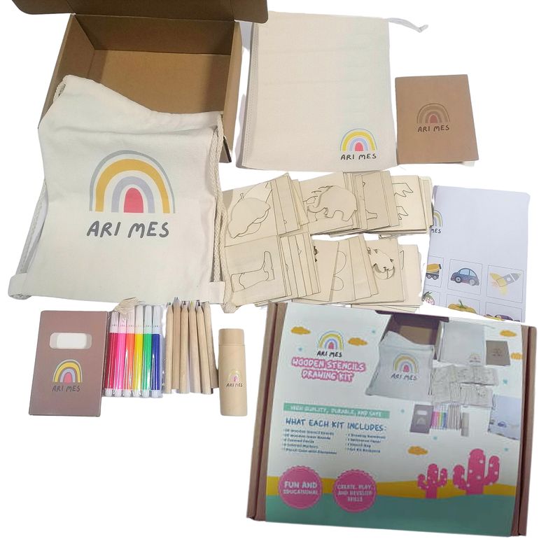 ARI MES Premium Wooden Drawing Stencils Kit for Kids - 50 Pieces ...