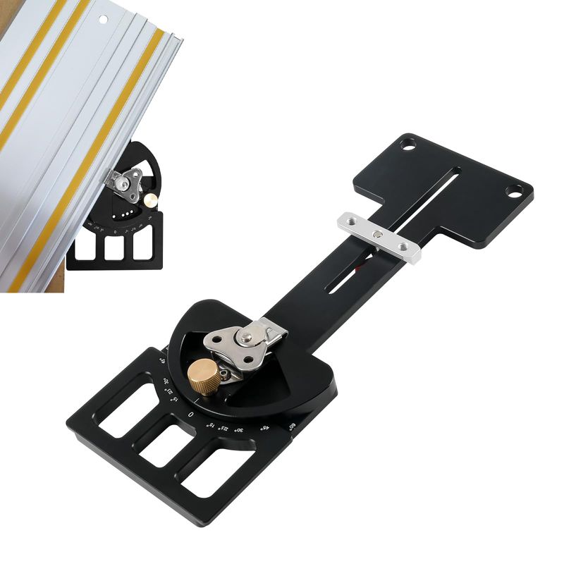 Adjustable Guide Rail Square with Angle Stop -60° to 60°, Includes Protractor & Edge Support ...