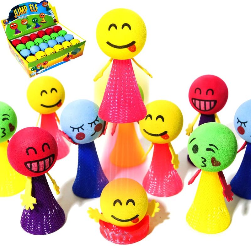 PROLOSO Jumping Popper Colorful Spring Launchers Bouncy Toy Balls 24 ...