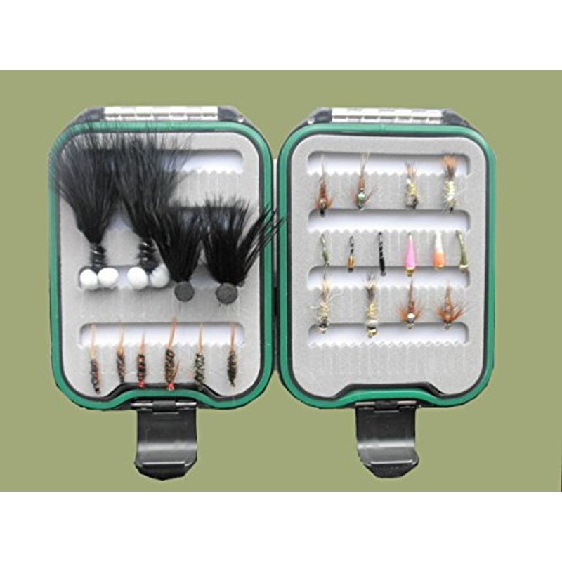 Lanyard Box - 24 Washing Line Rig Trout Fishing Flies inc Booby, Hares ...
