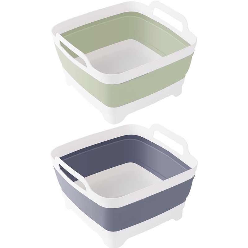 2 Pack Foldable Dish Tub-2 * 9L Dishpan for Washing Dishes Foldable ...