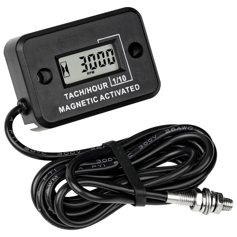 Taikemeti LCD Digital Tachometer Hour Meter Magnetic Sensor Probe ...