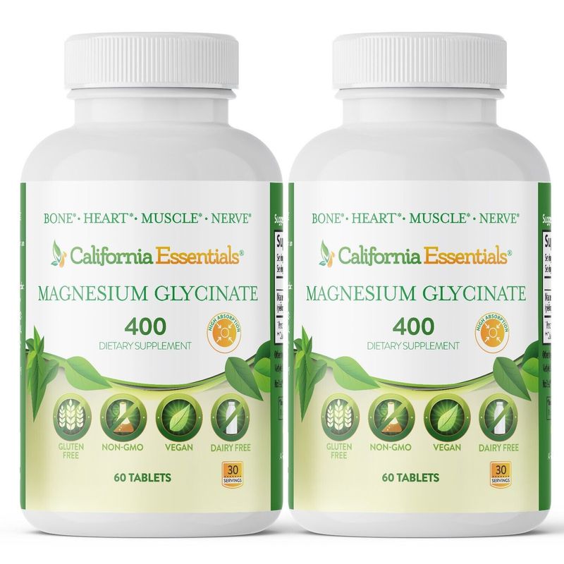 California Essentials Magnesium Glycinate 400 - 60 Tablets - Pack of 2 ...