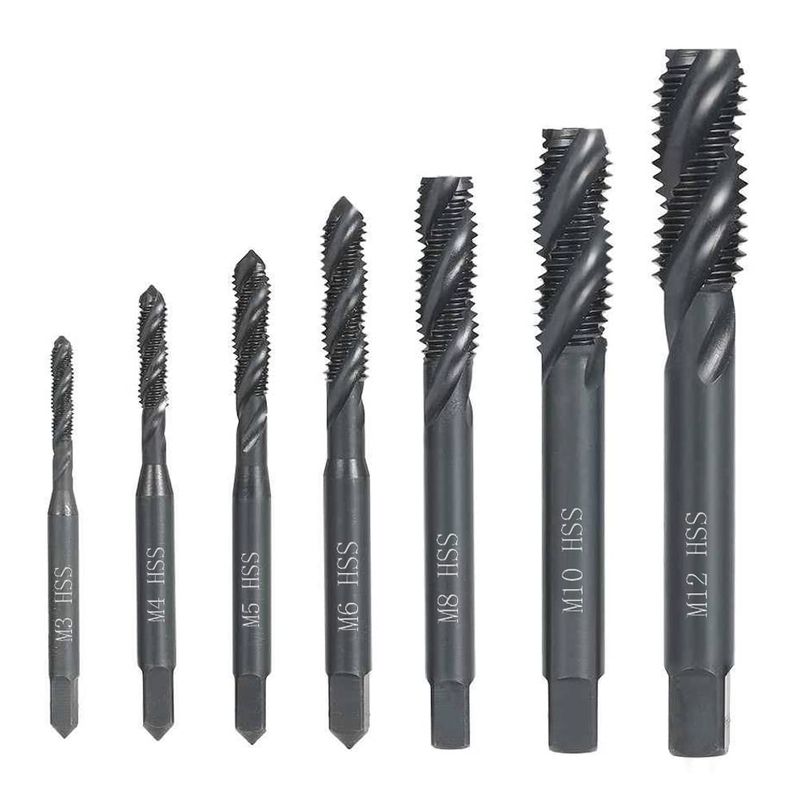 Saipor 7pcs Nitriding Coated Spiral Screw Thread Tap HSS 6542 Metric ...