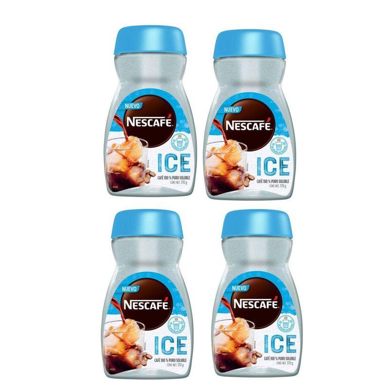 4 NESCAFE ICE/INSTANT ICED COFFEE/CAFÉ SOLUBLE PARA PREPARAR FRIO/170G ...