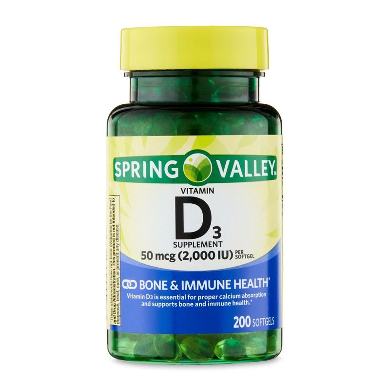Spring Valley Vitamin D3 Supplement, 50 Mcg (2,000 IU), 200 Ct - Online ...