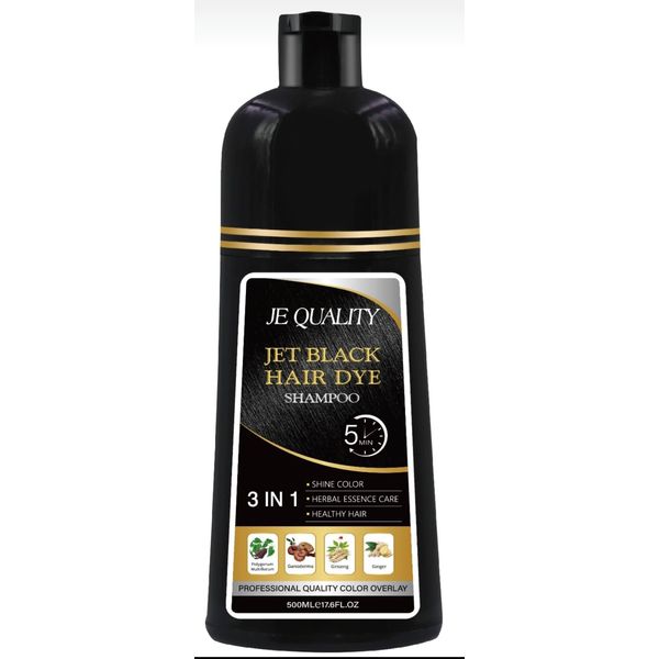 JE Quality Jet Black Hair Dye Shampoo, 17.6 Fl Oz (Pack of 1) - Online ...