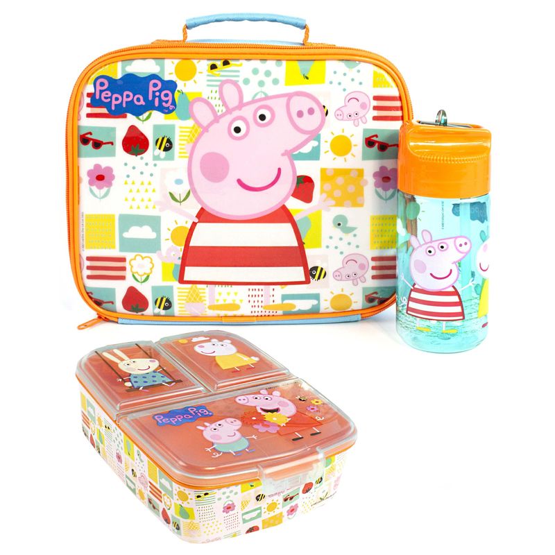 Peppa Pig Lunch Box Set for Kids | School Food Bag, Water Bottle ...