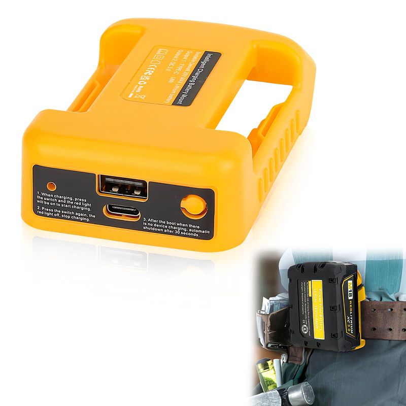 USB Battery Adapter for Dewalt 18V/20V MAX Lithium Battery Replacement ...