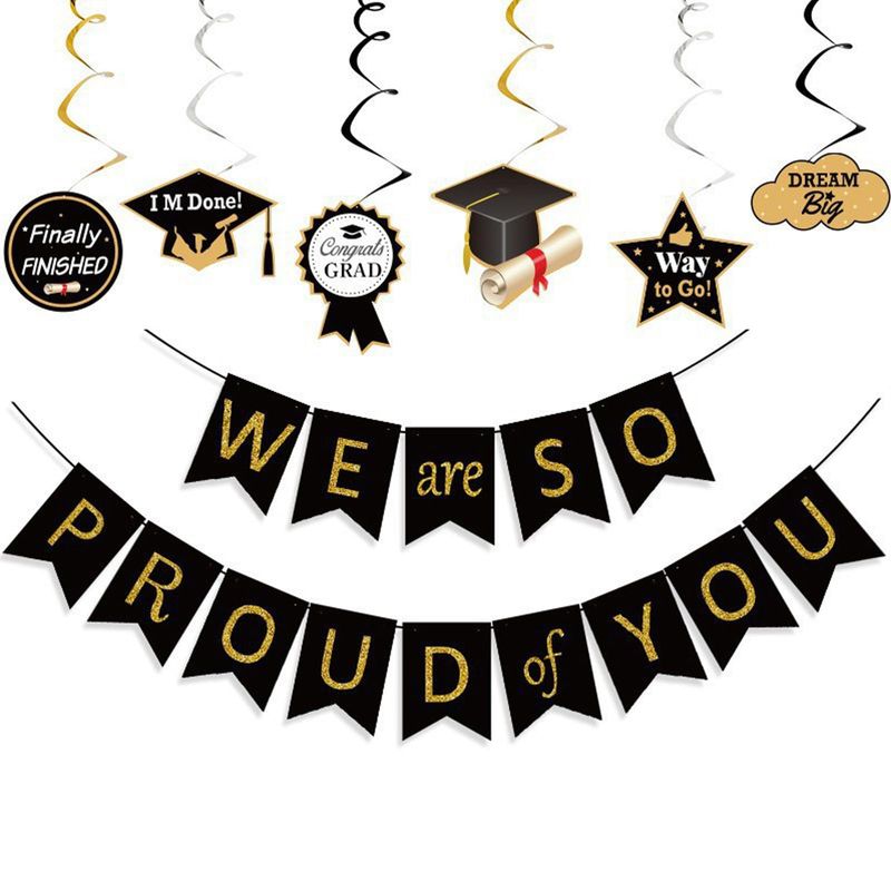 Graduation Decorations Banner Bunting Kit, Proud of You Gifts, Ideal ...