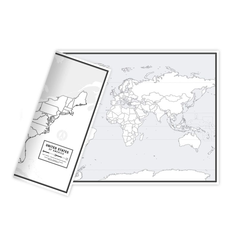 Educational Blank Outline Maps, 2-Sided World & US, 17” x 11”, 50-Pack ...