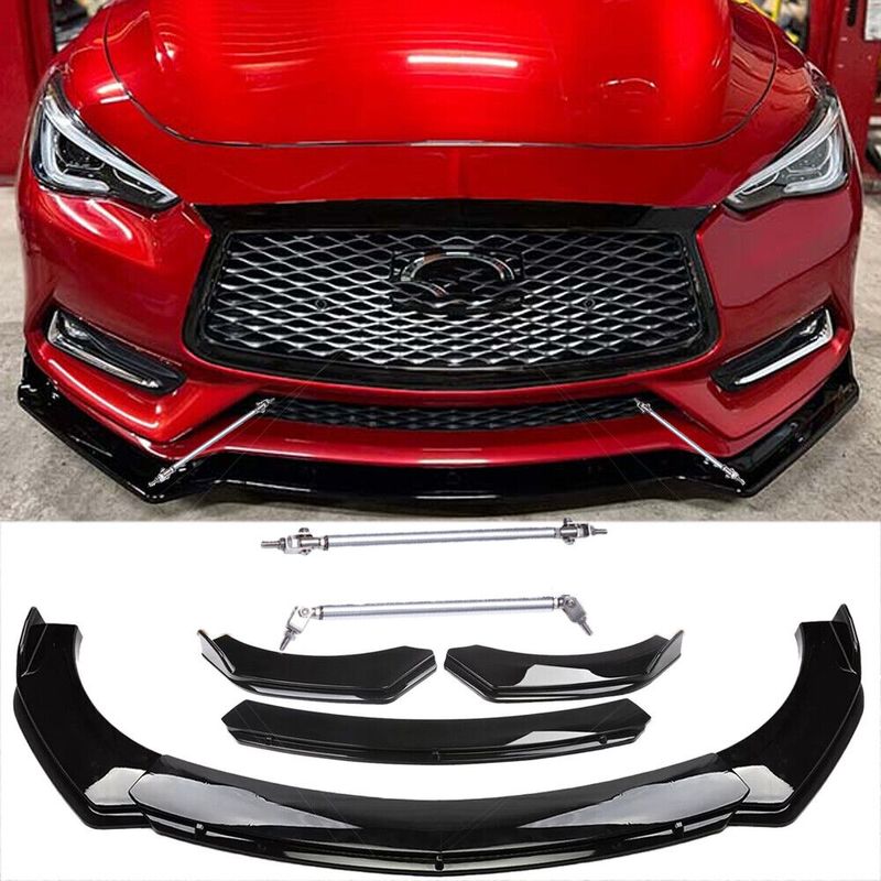 Car Front Bumper Lip Splitter Spoiler Body Kit Glossy Black For ...