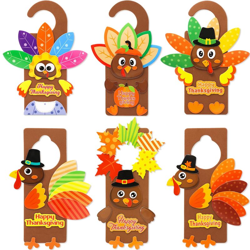 Thanksgiving Turkey Craft Kits for Kids Happy Thanksgiving Doorknob ...