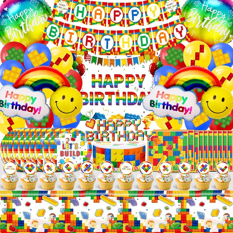 80 pieces building block party decoration, building block birthday ...