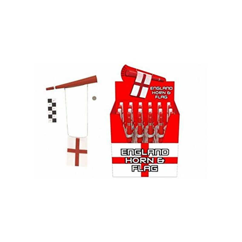 Toyland® 12 x England Flags & Horns - World Cup Qatar 2022 - Football ...