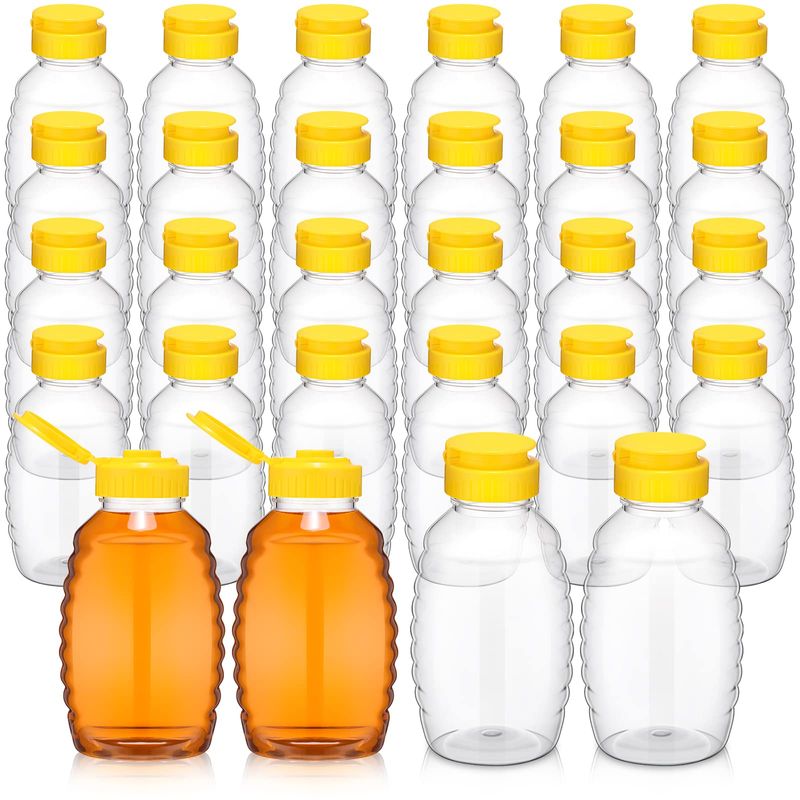 24 Pcs Clear Plastic Honey Bottles Plastic Skep Style Jar Honey Squeeze ...