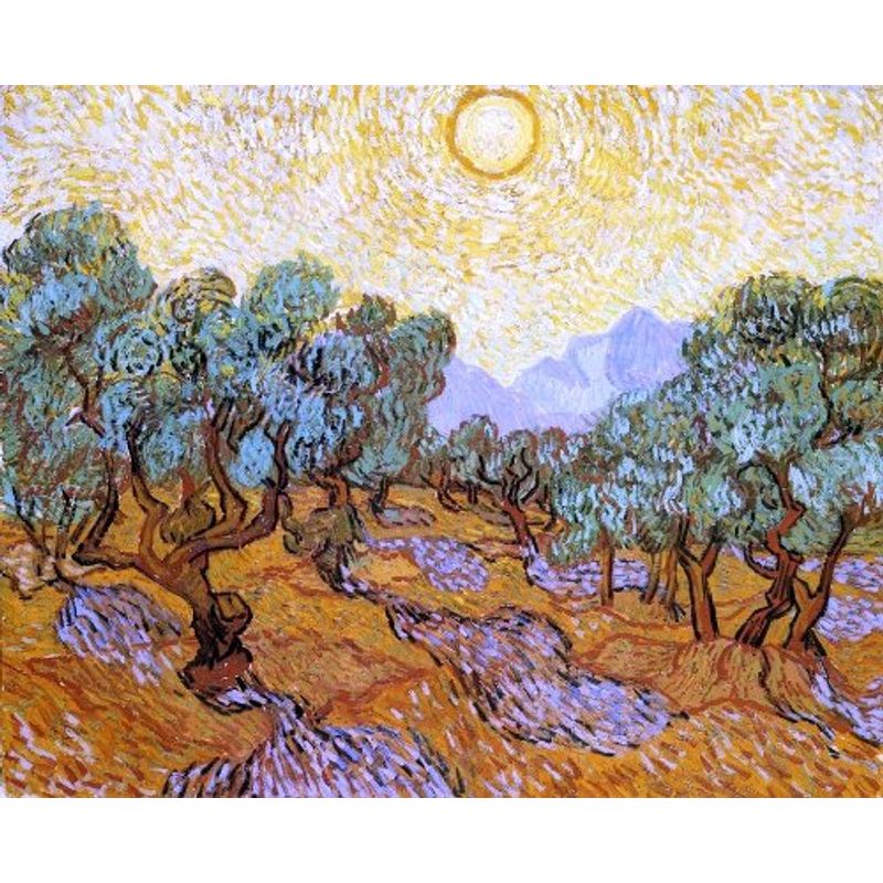 Vincent Van Gogh Olive Trees with Yellow Sky and Sun - 20" x 25" Peel ...