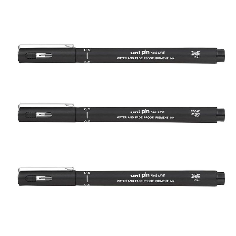 UNI-BALL PIN DRAWING PEN FINELINER ULTRA FINE LINE MARKER 0.5mm BLACK ...