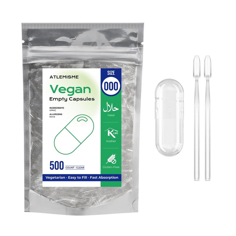 Size 000 Empty Capsules 500 Count Clear Empty Vegetarian Capsules with ...