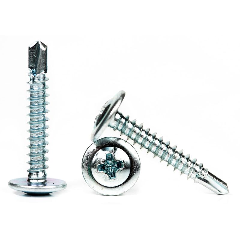 4.2mm x 32mm Self Drilling Wafer Head Screws Steel Self Tapping Screws for Metal Sheets Roofing ...