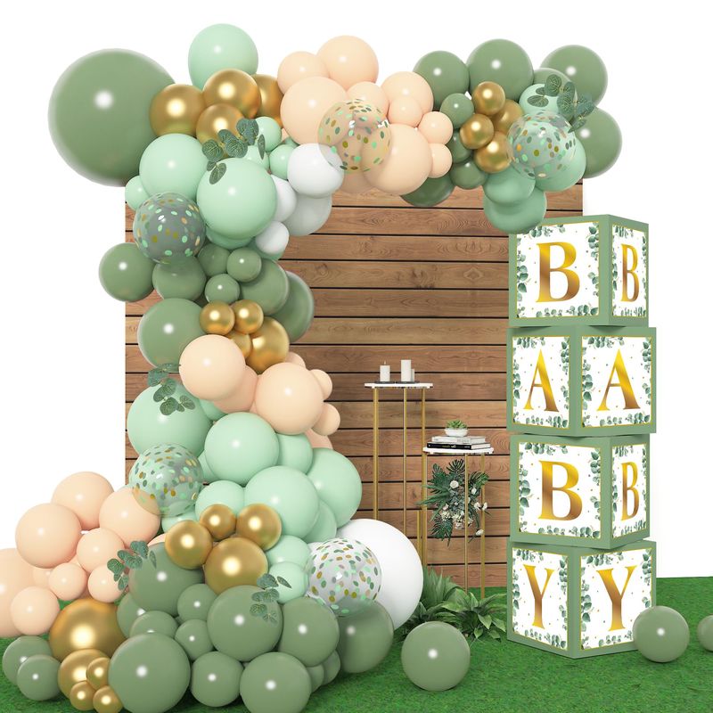 Amandir 143Pcs Baby Boxes Sage Green Baby Shower Decorations, Olive ...