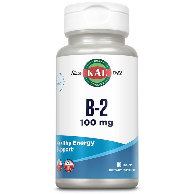 KAL Vitamin B2 100mg, Riboflavin B2, Healthy Energy and Metabolism ...