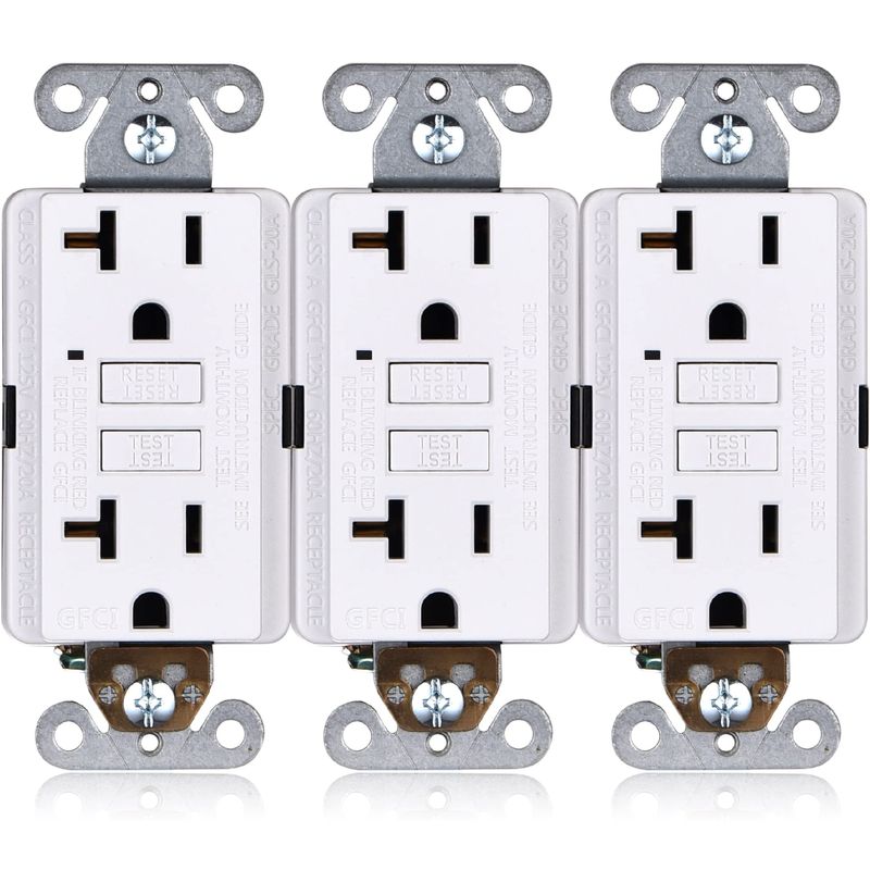 GFCI Outlet 20 Amp [3-Pack], Non-Tamper-Resistant GFI Duplex ...
