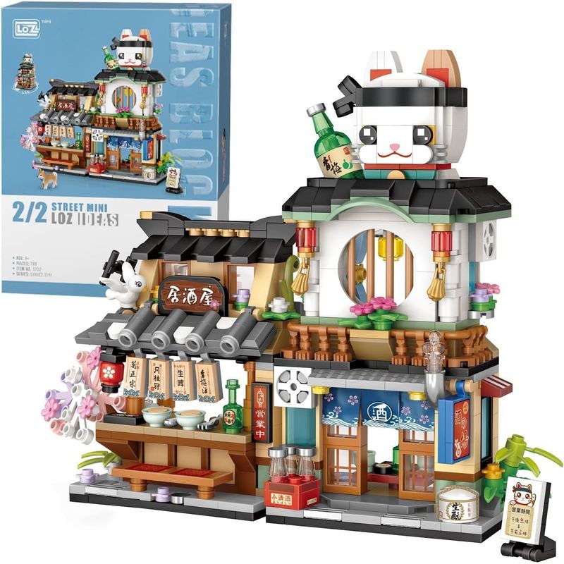 Japanese Street View Izakaya Shop Mini Building Blocks, MOC Creative Japanese Toys Model Set ...