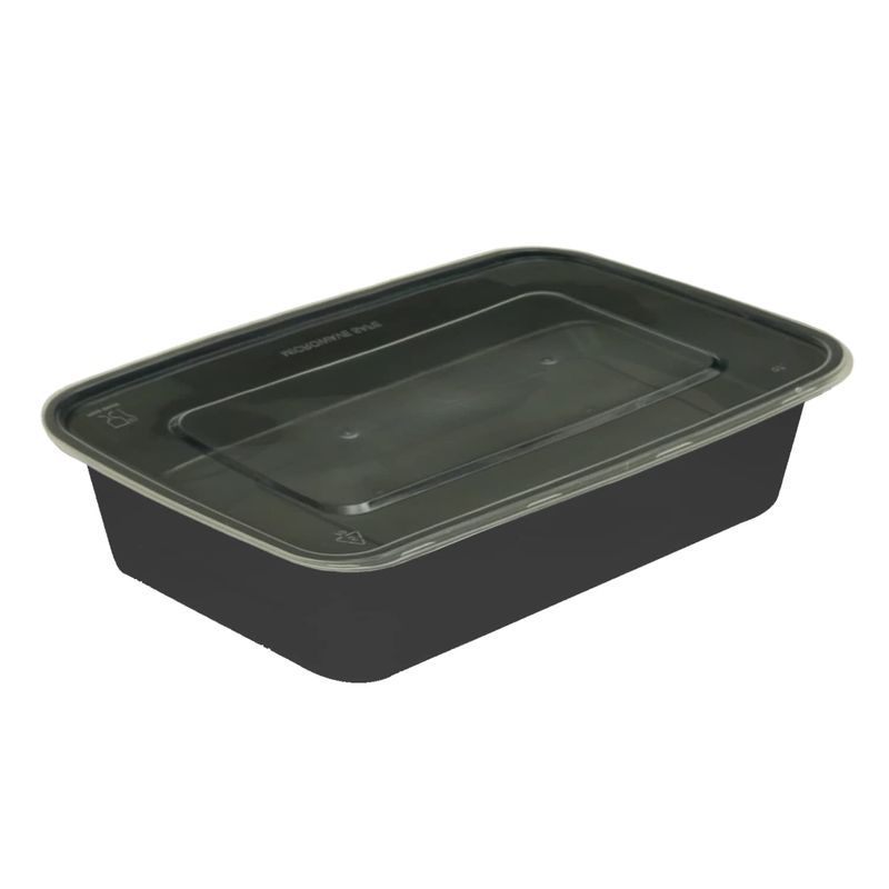 10Pcs - 500ML Rectangular Black Food Containers with Clear Airtight ...