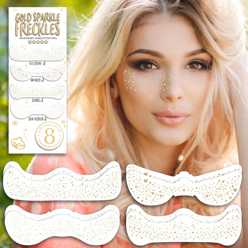 8pk Gold Sparkle Freckles in 4 Different Designs | Face Glitter ...