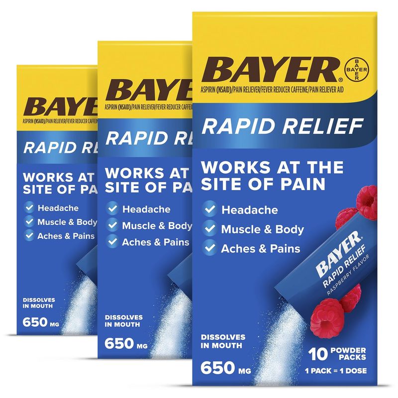 Bayer New Rapid Relief Powder Packs with Aspirin & Caffeine ...