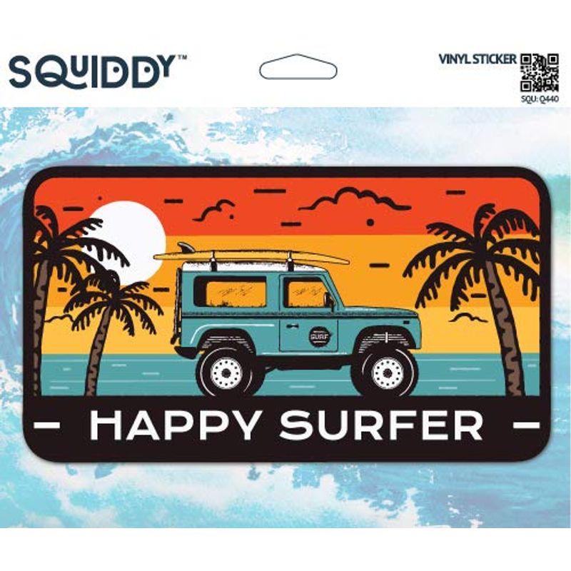 Squiddy Happy Surfer Surfboard Surf - Vinyl Sticker Decal for Phone ...