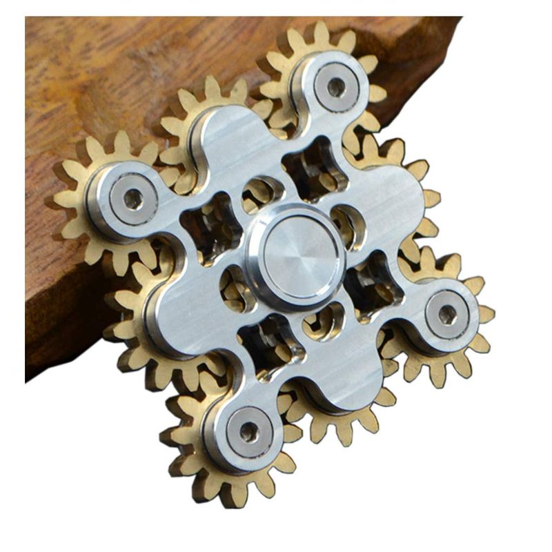 Pure Brass Fidget Spinner Gears Linkage Fidget Gyro Toy Metal DIY Hand ...