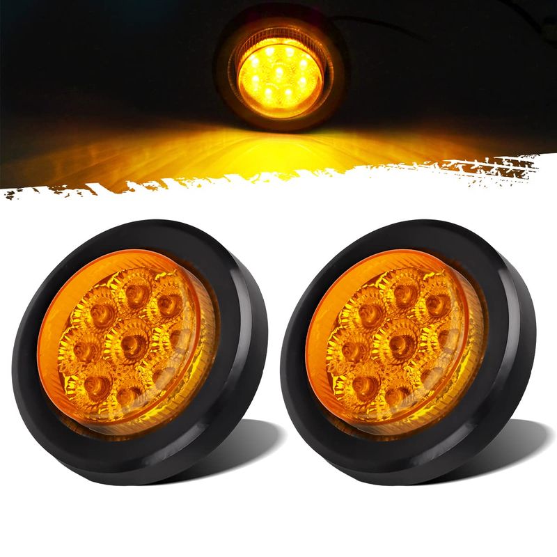Partsam 2Pcs 2 Inch Round Truck Trailer Led Side Marker Clearance Light ...