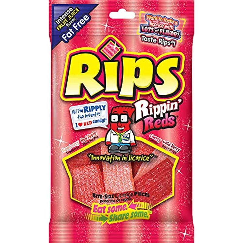 Rips Rippin Reds Bite Size Licorice Candy with Raspberry, Cherry, Wild ...