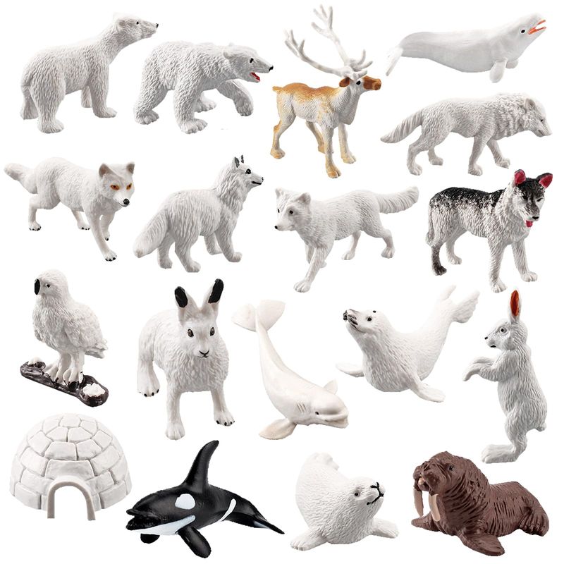 BATOHO 18Pcs Arctic Animal Figures Set, Realistic Polar Animal ...