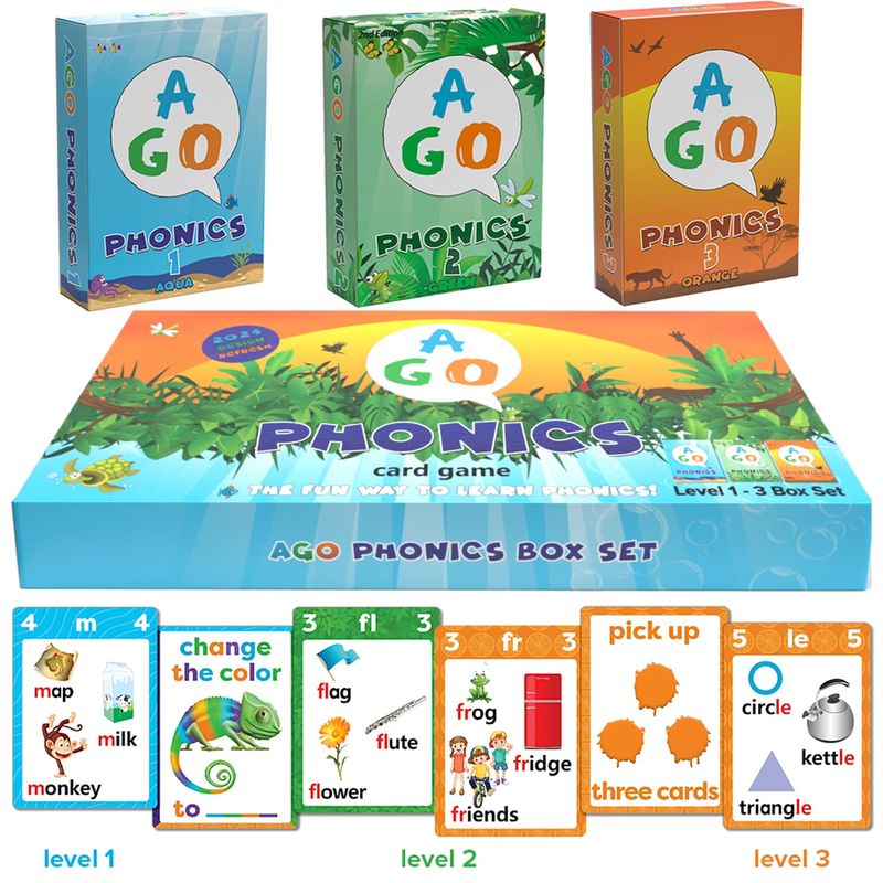 AGO Phonics Card Game (3 Level Box Set). Build Reading Skills, Learn ...