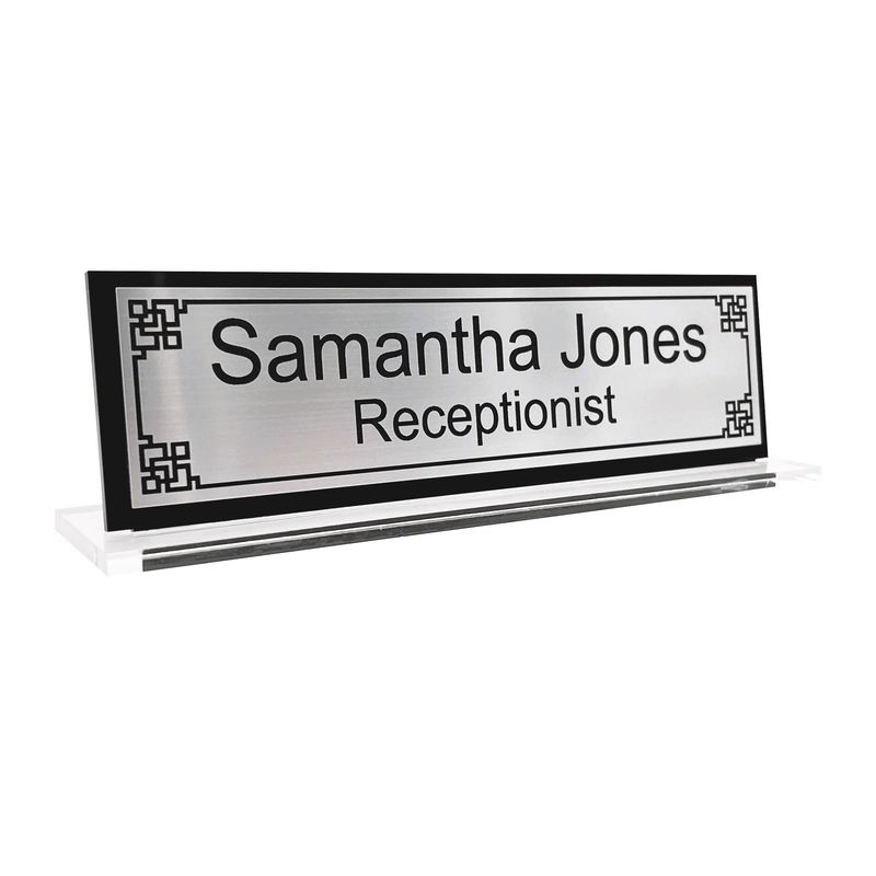 Personalised Office Desk Sign Name Plate Custom Modern Plaque Corner ...