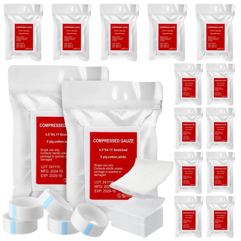 Threlaco 6 Pcs Z-Folded Compressed Sterile Gauze 4.5" x 4.1 Yards ...