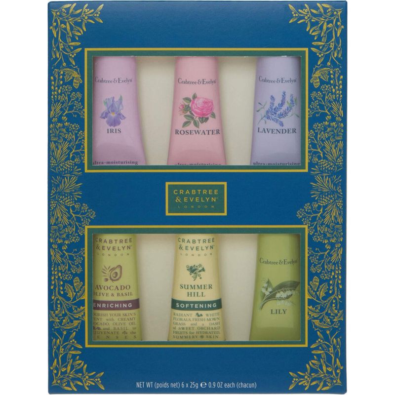 Crabtree & Evelyn Six Pack Floral Scented Hand Therapy Cream Gift Set ...