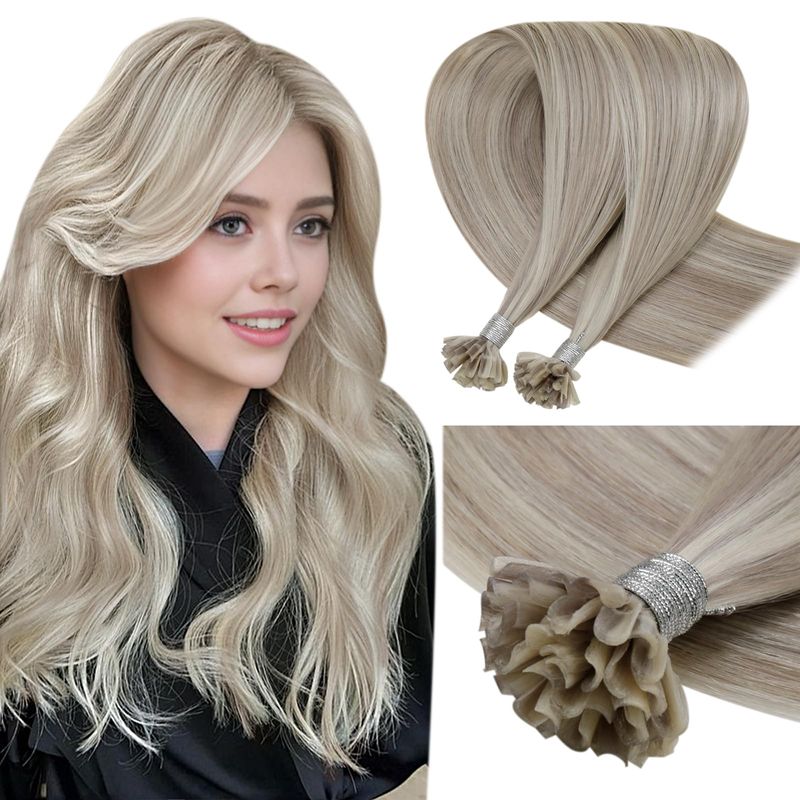 LaaVoo Real Hair Bondings Blonde Highlight Real Hair Extensions with ...