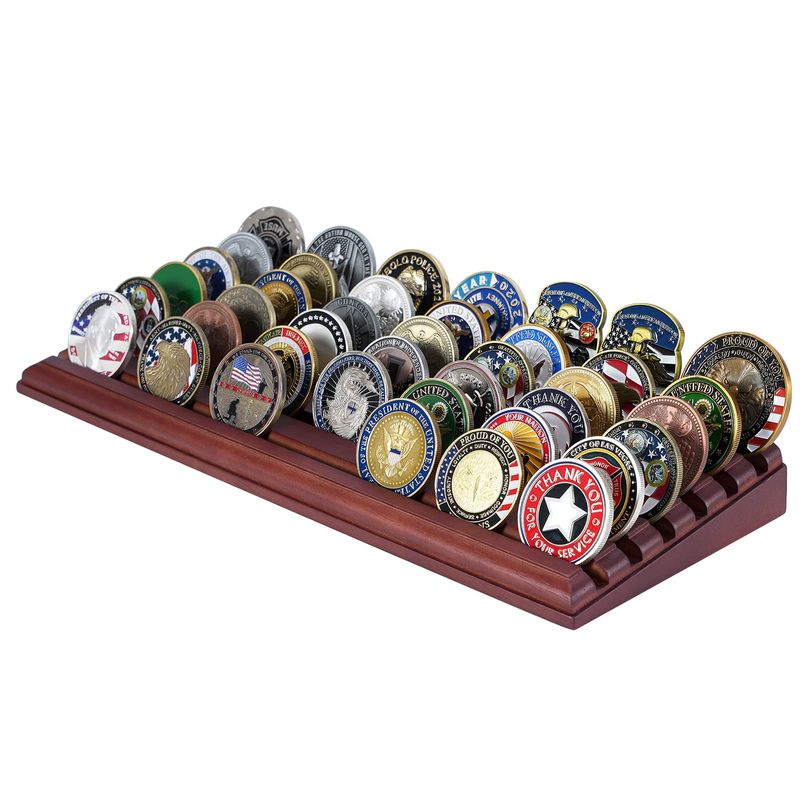 LIUYALO Challenge Coin Display Stand 6 Row 100% Solid Wooden Holder ...