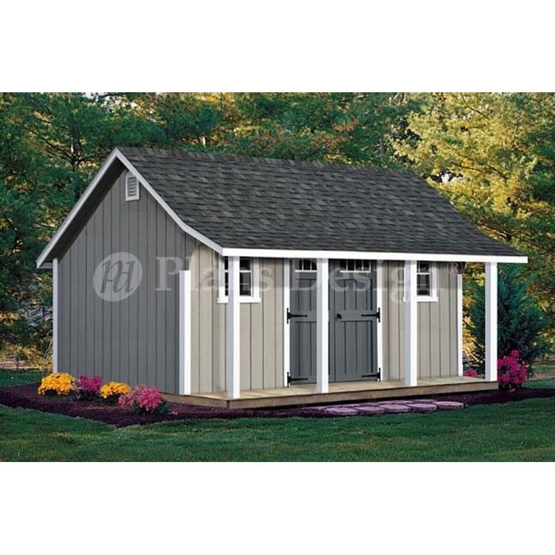 14' x 16' Cape Code Storage Shed with Porch Plans #P81416, Free ...
